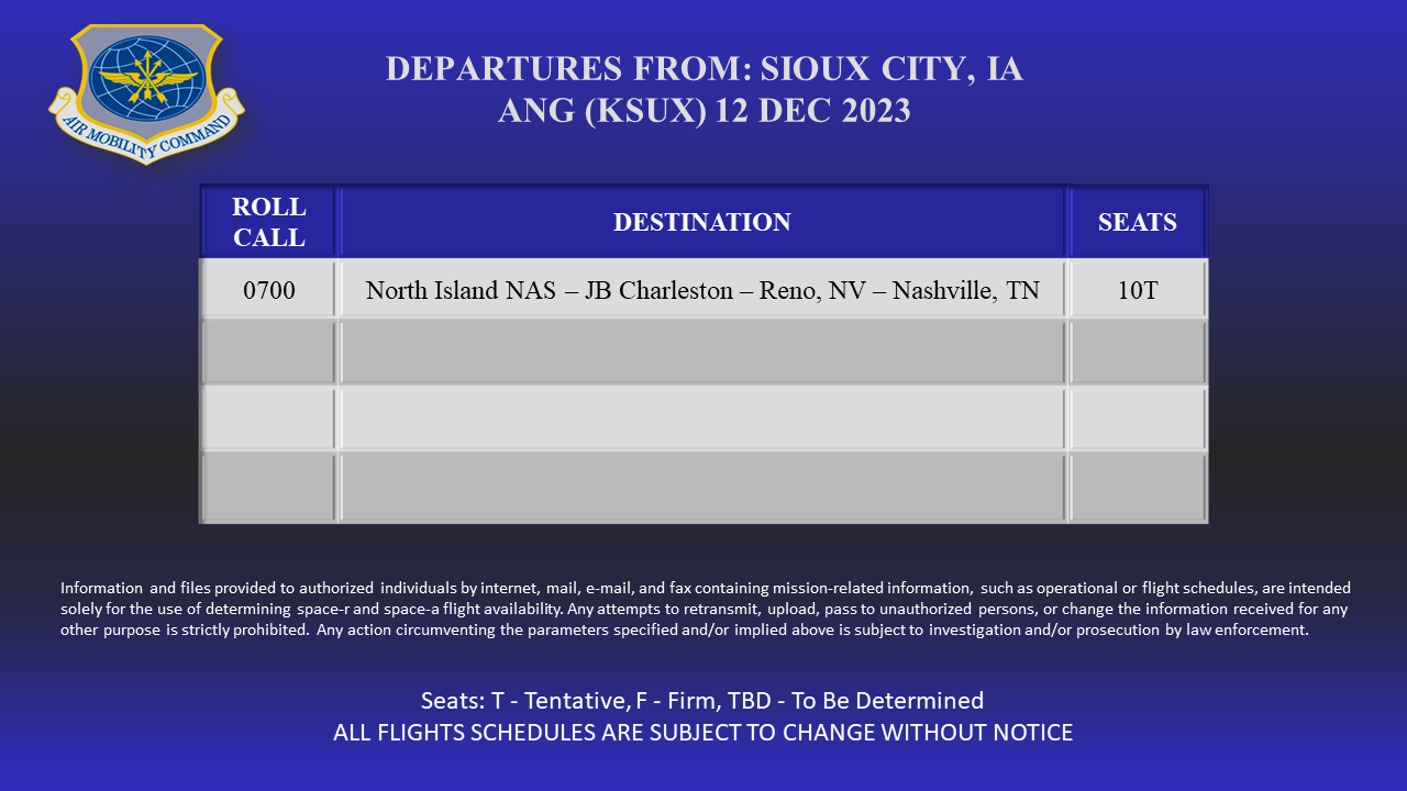 185th Air Refueling Wing > About Us > Space Available / Passenger Terminal